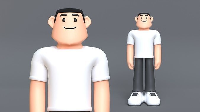 3D model Minimal Simple Man 3 Cartoon Character VR / AR / low-poly ...