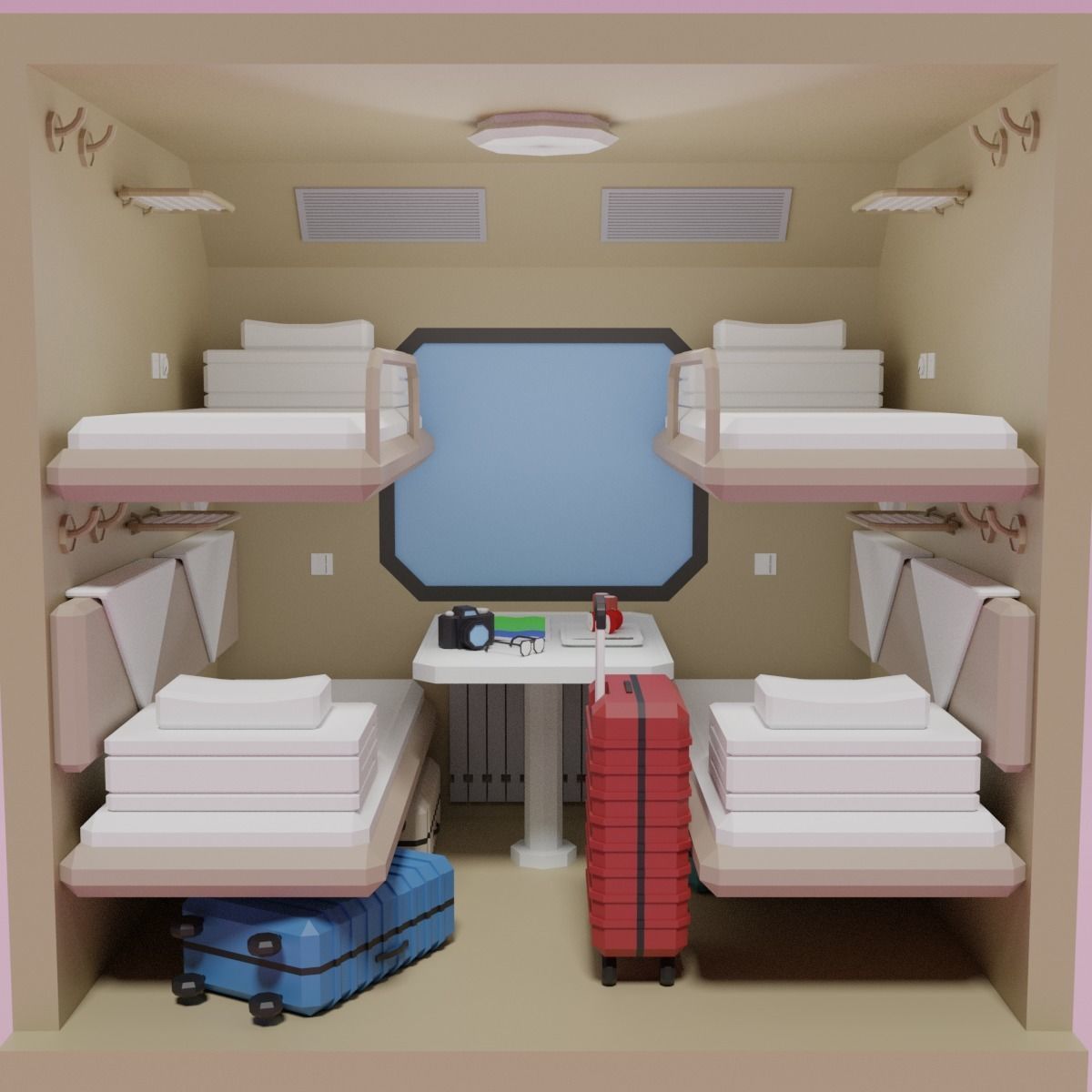 3D model Lowpoly Sleeper Train Interior VR / AR / low-poly | CGTrader