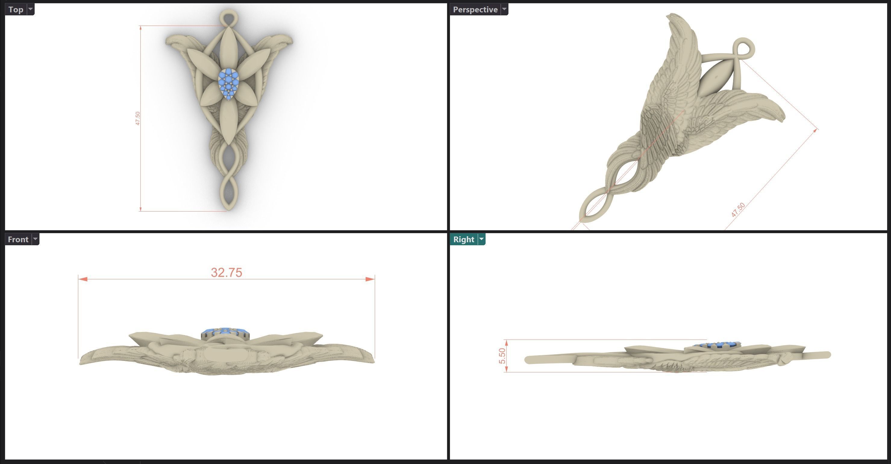 Evenstar Arwen Pendant Printable Jewelry Necklace 3D model 3D printable ...