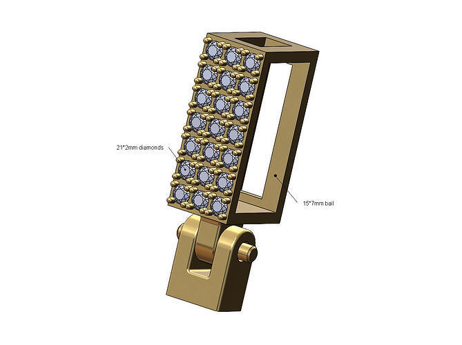 Iced rectangular bail link 15x7mm 3D model 3D printable | CGTrader