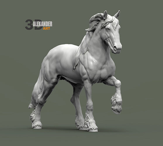 Friesian horse 3D model 3D printable | CGTrader