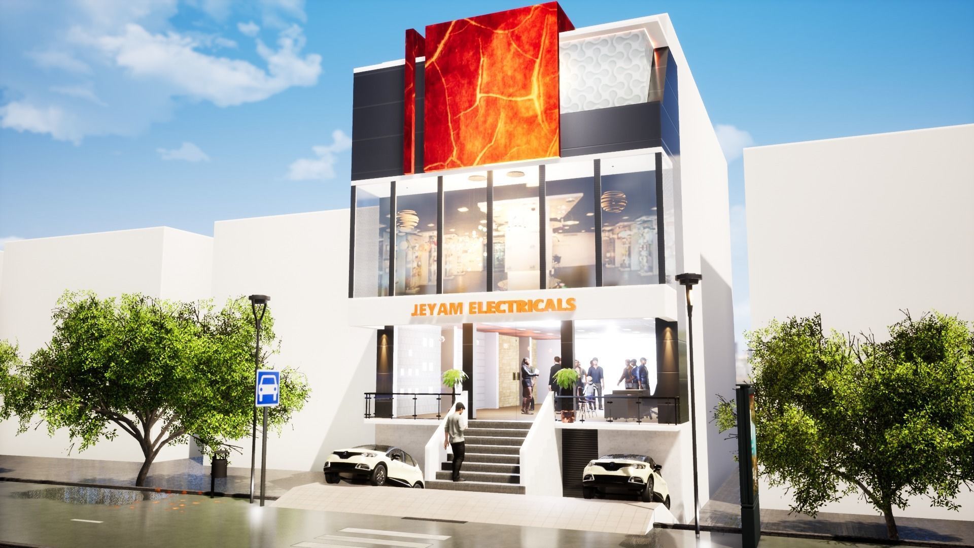 Shop exterior 3D model animated | CGTrader