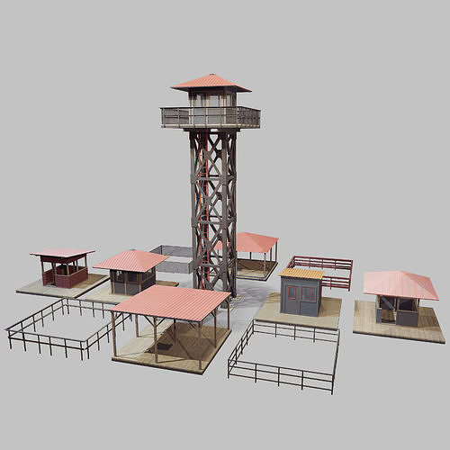 3D model Watchtower set 02 VR / AR / low-poly | CGTrader
