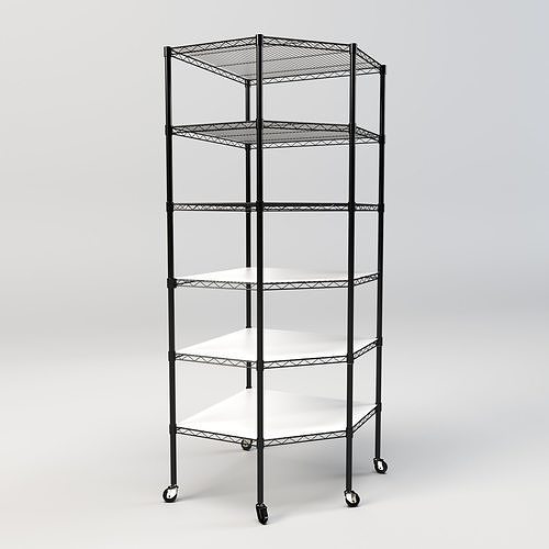 3D model Metal wire rack kitchen corner shelving unit VR / AR / low ...