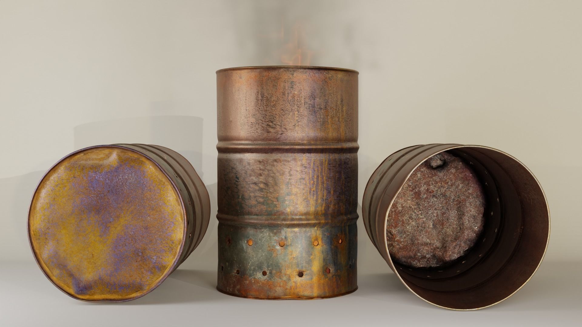 3D model Oil Drum Barrel Fire Place VR / AR / low-poly | CGTrader