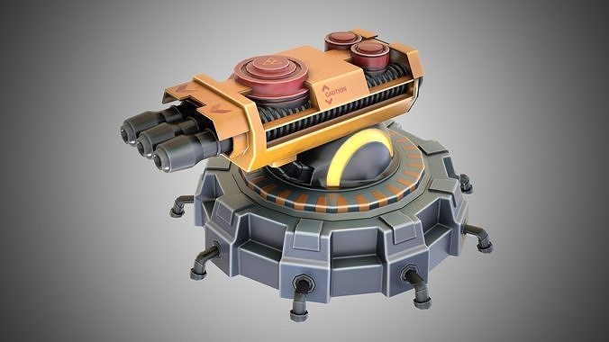 Gun turret stylized 3D model | CGTrader