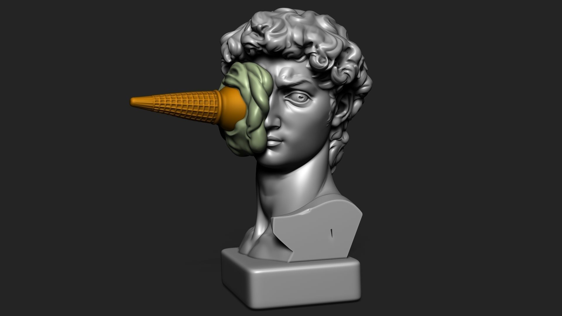 DAVID WITH ICE CREAM STATUE 3D model 3D printable | CGTrader