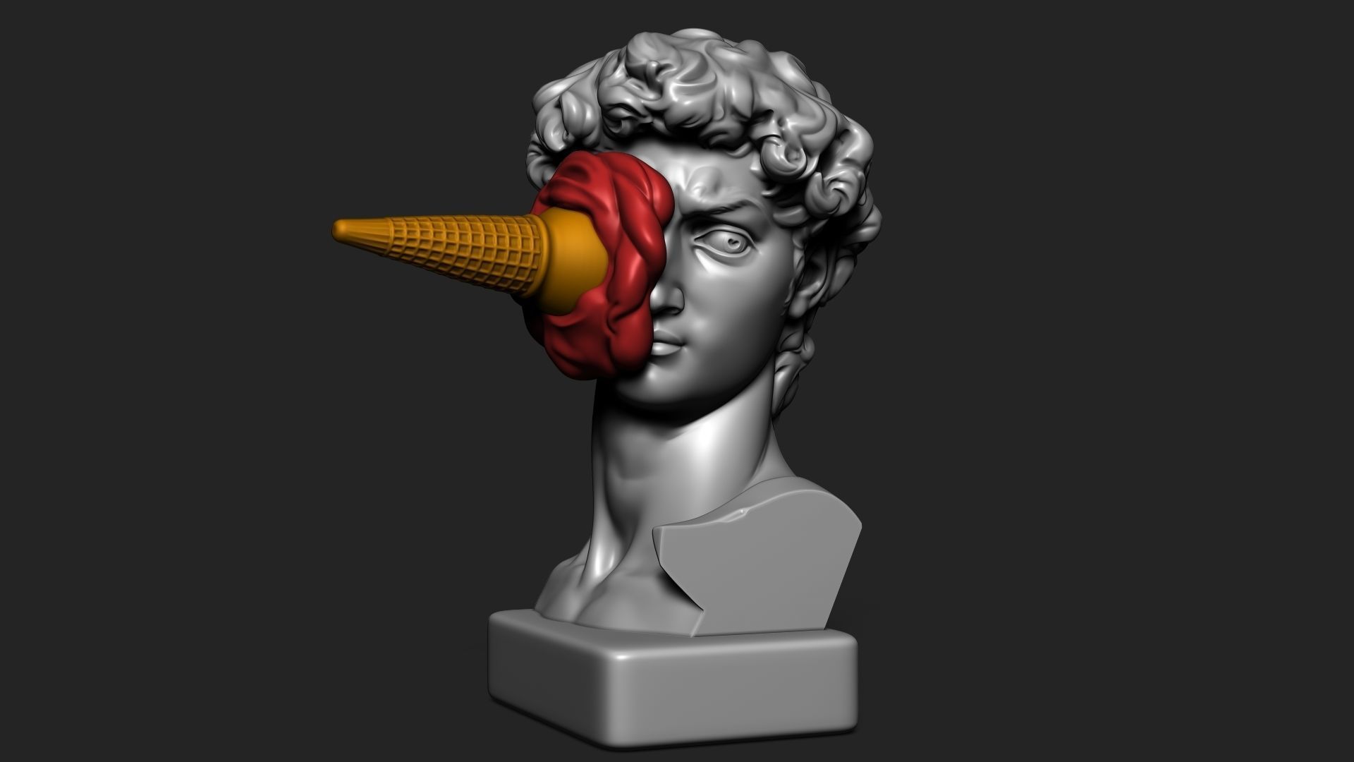 DAVID WITH ICE CREAM STATUE 3D model 3D printable | CGTrader