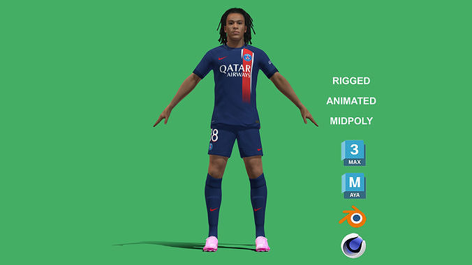 3D Rigged Ethan Mbappe PSG 2024 3D model animated rigged | CGTrader