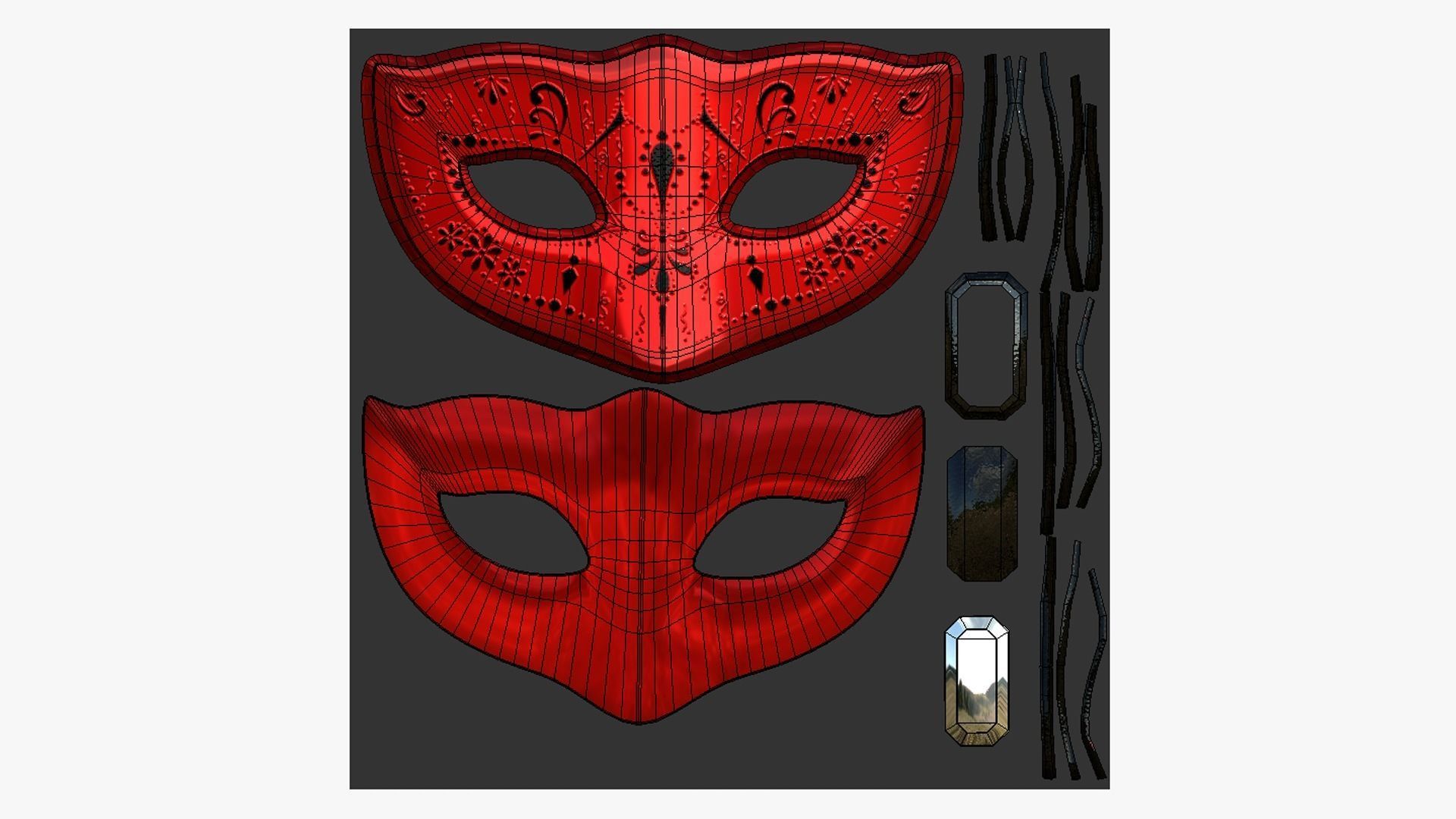 3D model Carnival Mask E12 Black Red - Costume Character Design VR / AR ...