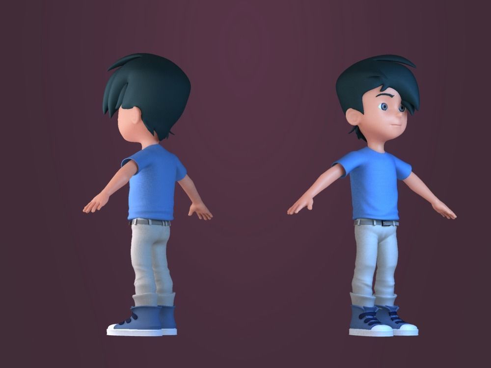 Animated characters pupils students passersby little boys 3D model ...