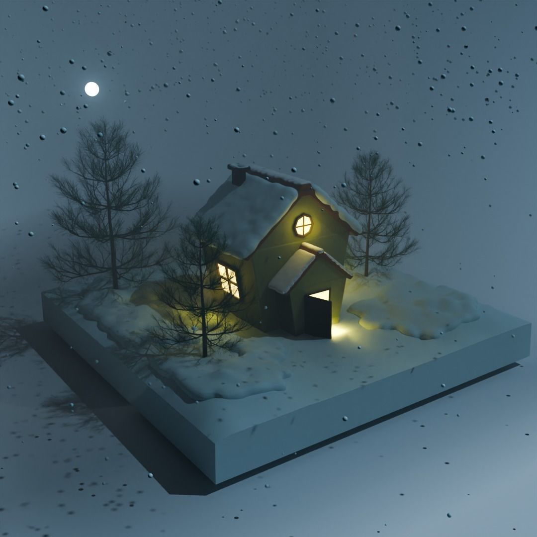 Winter Animated Snow House free 3D model animated | CGTrader