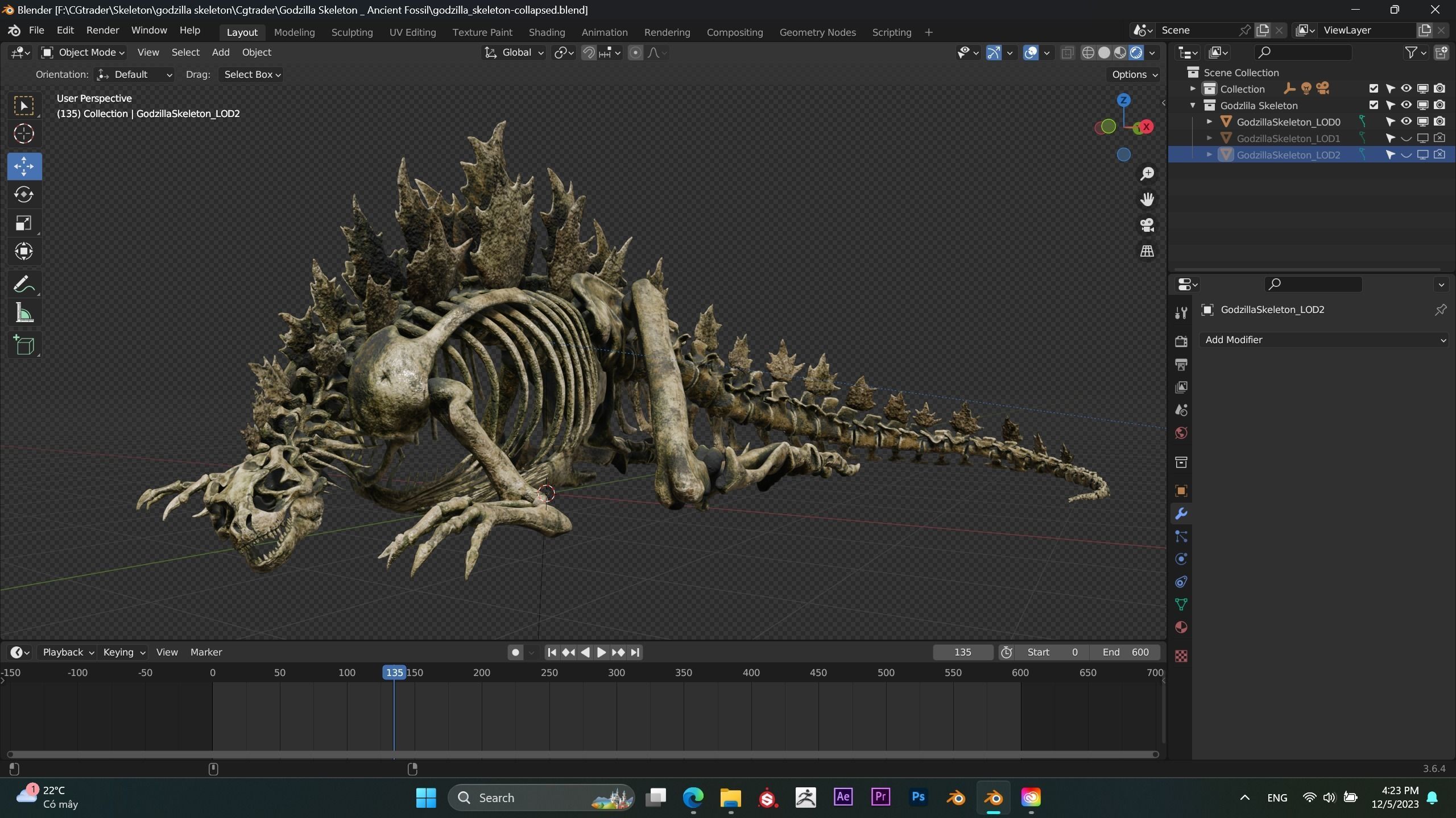 3D model Godzilla Skeleton VR / AR / low-poly | CGTrader