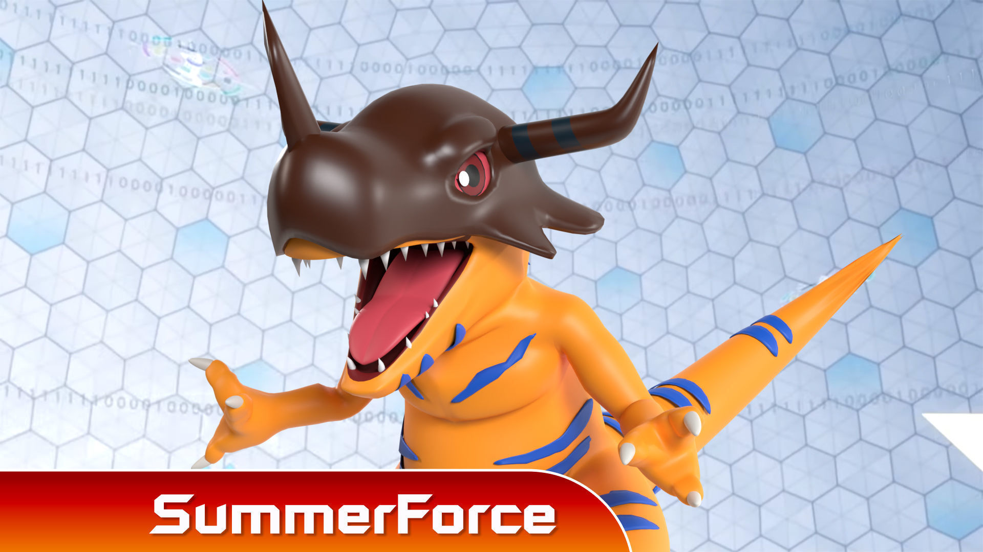 Greymon - Digimon 3D model rigged | CGTrader