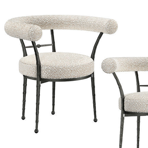 Rodin White Boucle Dining Accent Chair 3D model | CGTrader