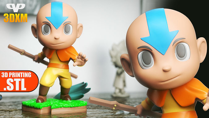 Aang Chibi Avatar STL for 3D Printing 3DXM ChibiSTL 3D model 3D ...