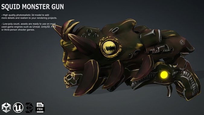 3D model Squid Monster Gun VR / AR / low-poly | CGTrader