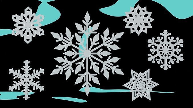 3D model Snowflake collection snow VR / AR / low-poly | CGTrader