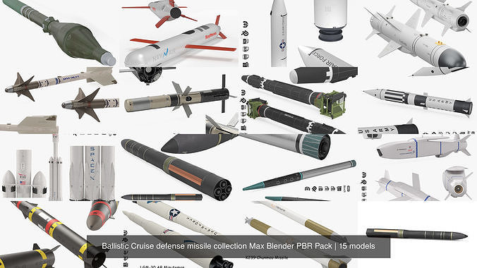 Ballistic Cruise defense missile collection Max Blender PBR Pack | CGTrader
