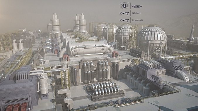 Sci-Fi factory 3D model | CGTrader