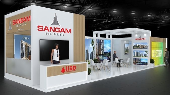 Exhibition Stand Stall Two Side Open 15X5 3D model | CGTrader