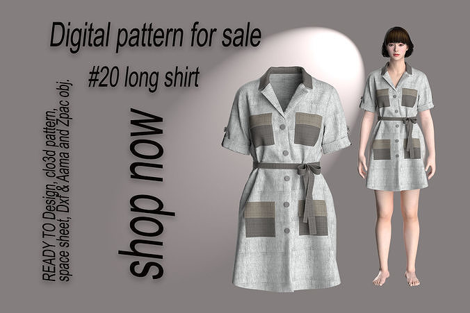 20 long shirt pattern 3D model 3D printable | CGTrader