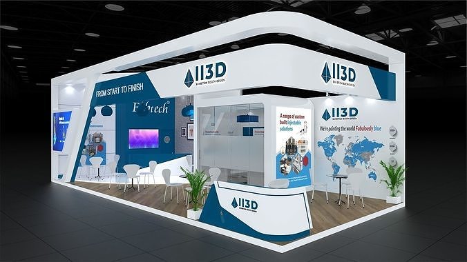 Exhibition Stand Stall Two Side Open 11X5 3D model | CGTrader