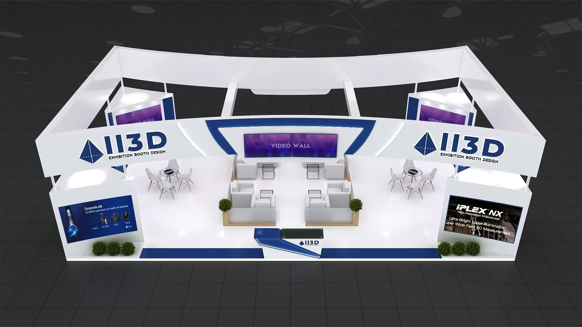 Exhibition Stand Stall Four Side Open 14X6 3D model | CGTrader