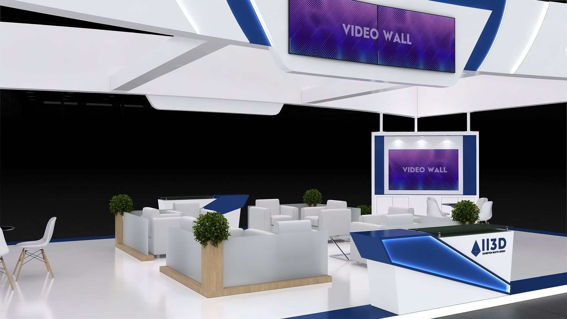 Exhibition Stand Stall Four Side Open 14X6 3D model | CGTrader