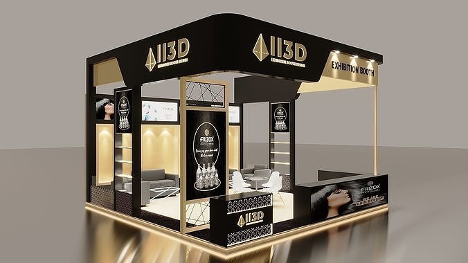 Exhibition Stand Stall Three Side Open 6X6 3D model | CGTrader