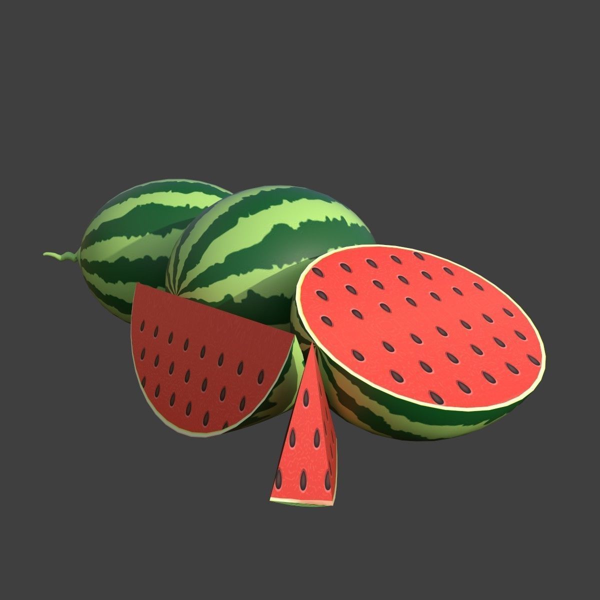 3D model Cartoon Watermelon Set VR / AR / low-poly | CGTrader