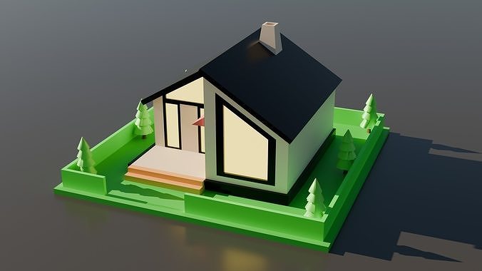 3D model Low poly Modern House 001 VR / AR / low-poly | CGTrader