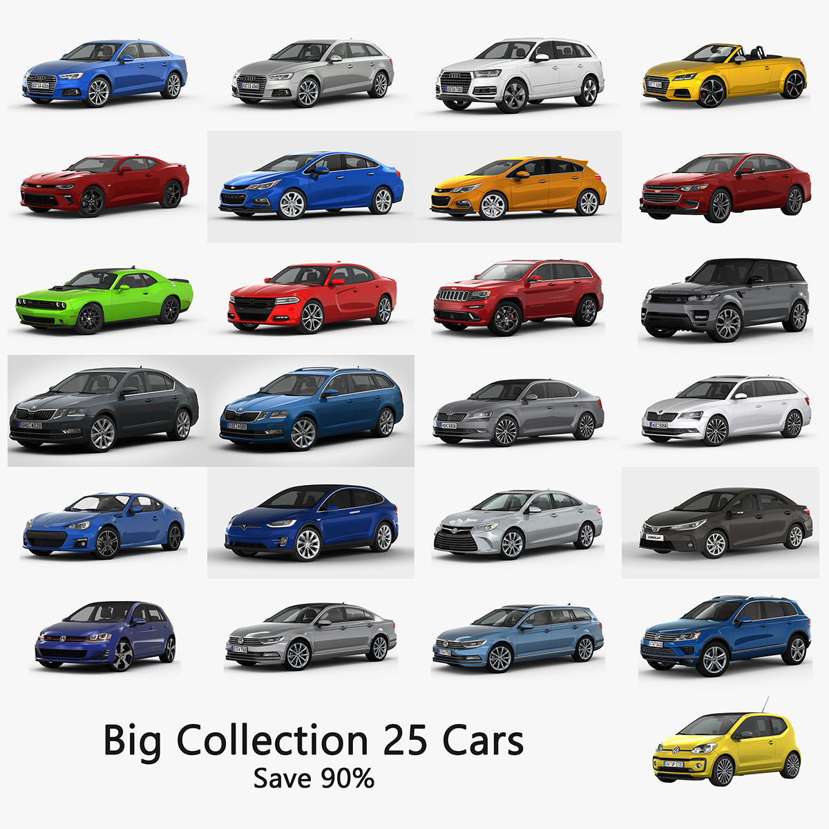 Big Collection 25 cars 3D model 3D model | CGTrader