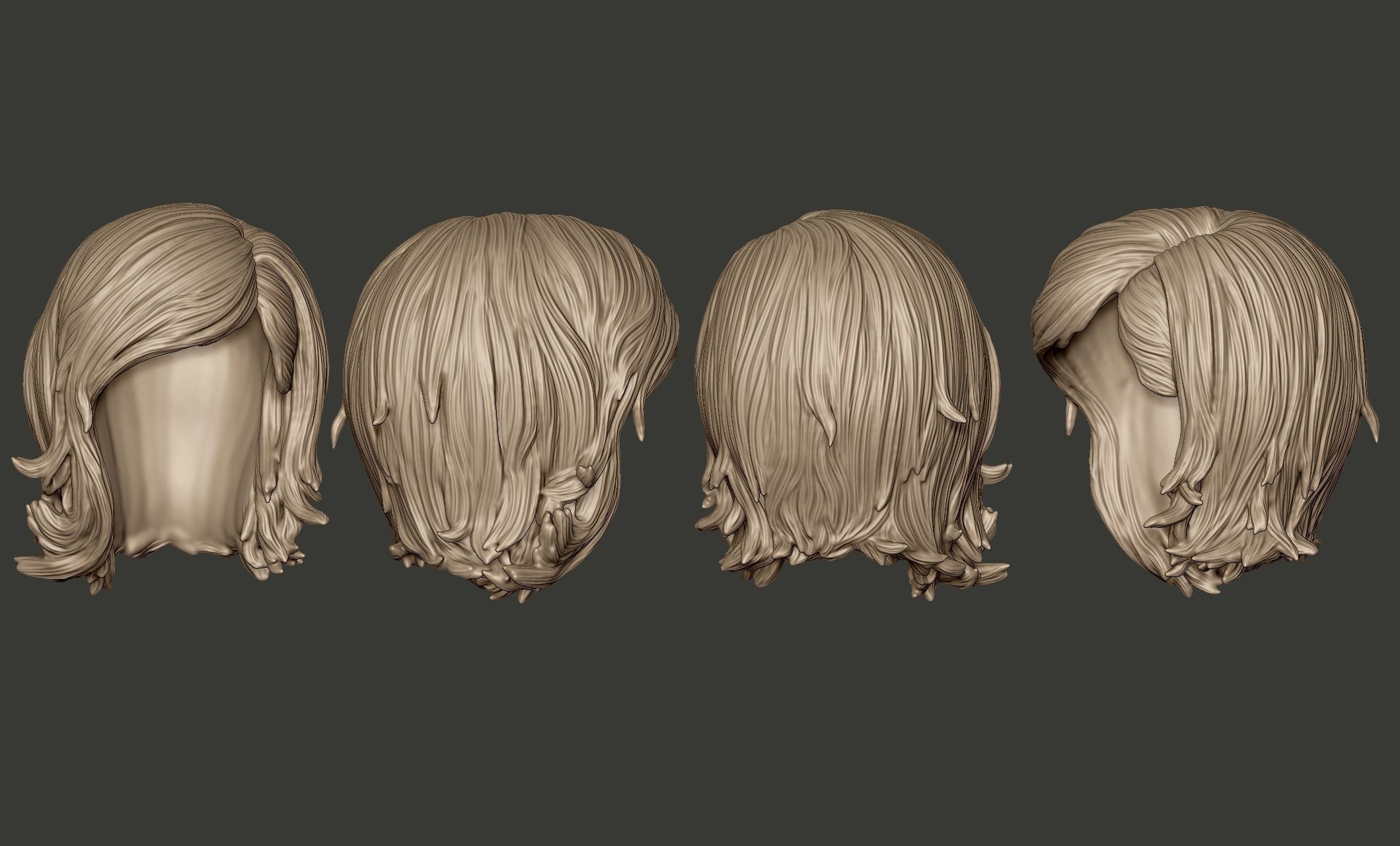 Detailed Hair Sculpt 03 3D model 3D printable | CGTrader