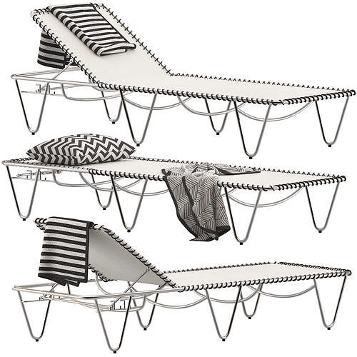 CB2 Enzo Natural Sunbrella Outdoor Sling Sun Lounge 3D model | CGTrader