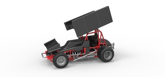 Diecast Vintage Winged Sprint car Scale 1 to 25 3D model 3D printable ...