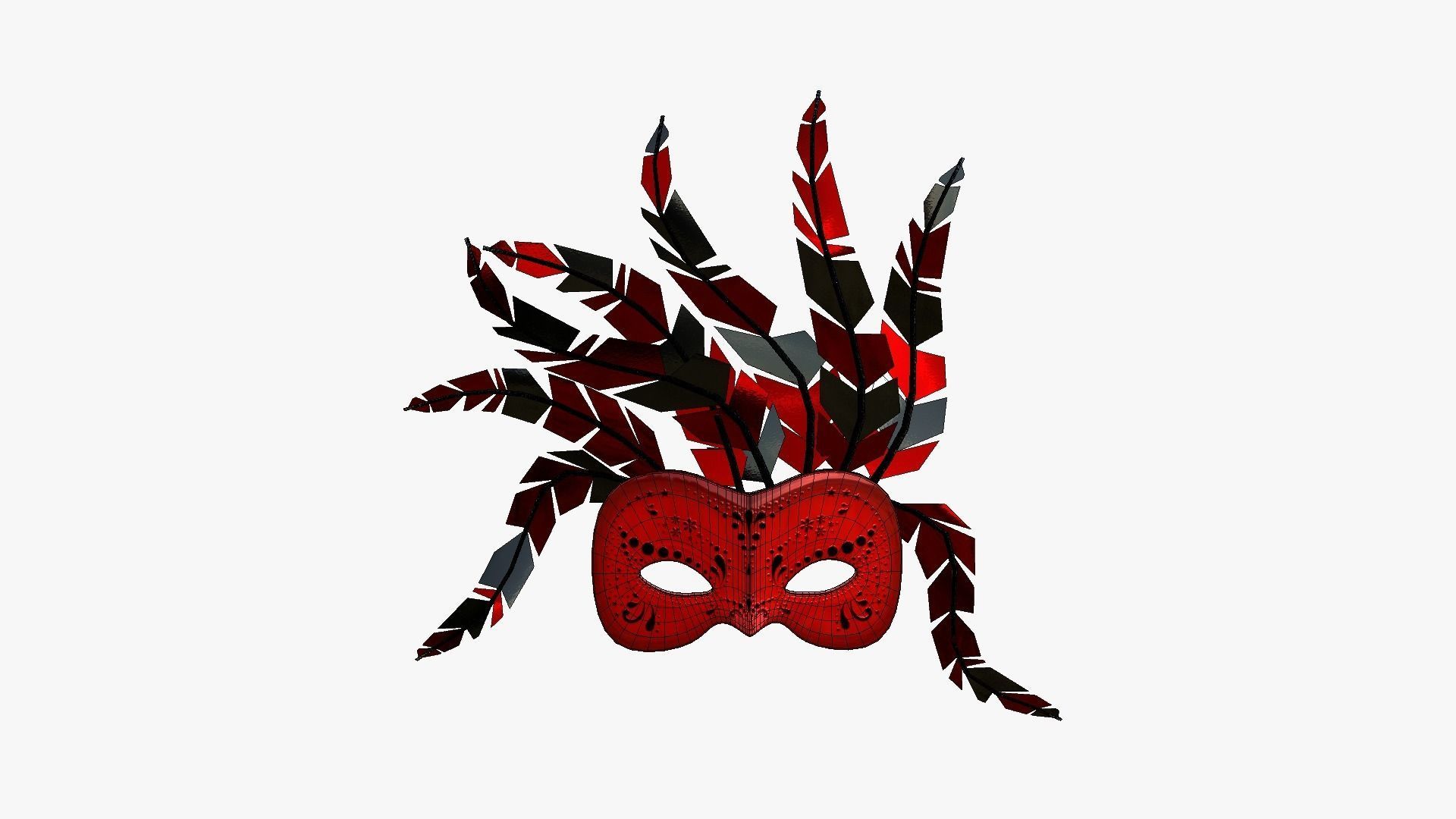 3D model Carnival Mask J12 Black Red - Costume Character Design VR / AR ...
