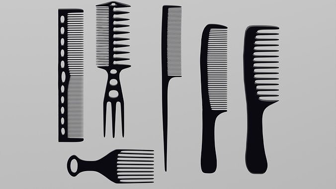 Set of 6 hair comb 3D model 3D printable | CGTrader