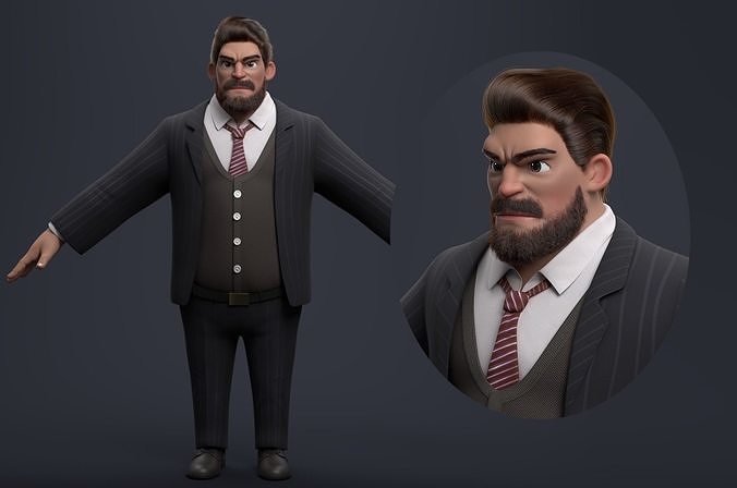 Uncle cartoon beard 3D model | CGTrader