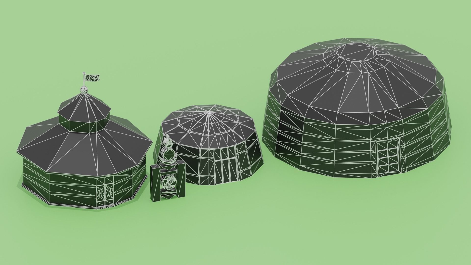 Cartoon Mongolian Yurt Colletcion 3D model | CGTrader