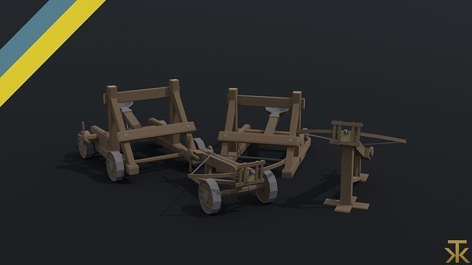 3D model Cartoon siege engines Polygonal Style VR / AR / low-poly ...