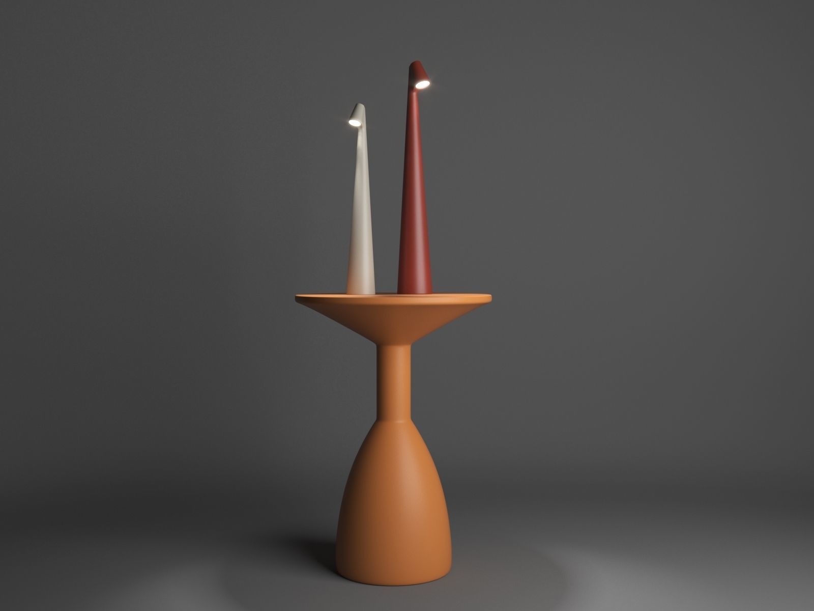 Elegant Slim Conical Stem Table Lamp And Bedside Table 3D model | CGTrader