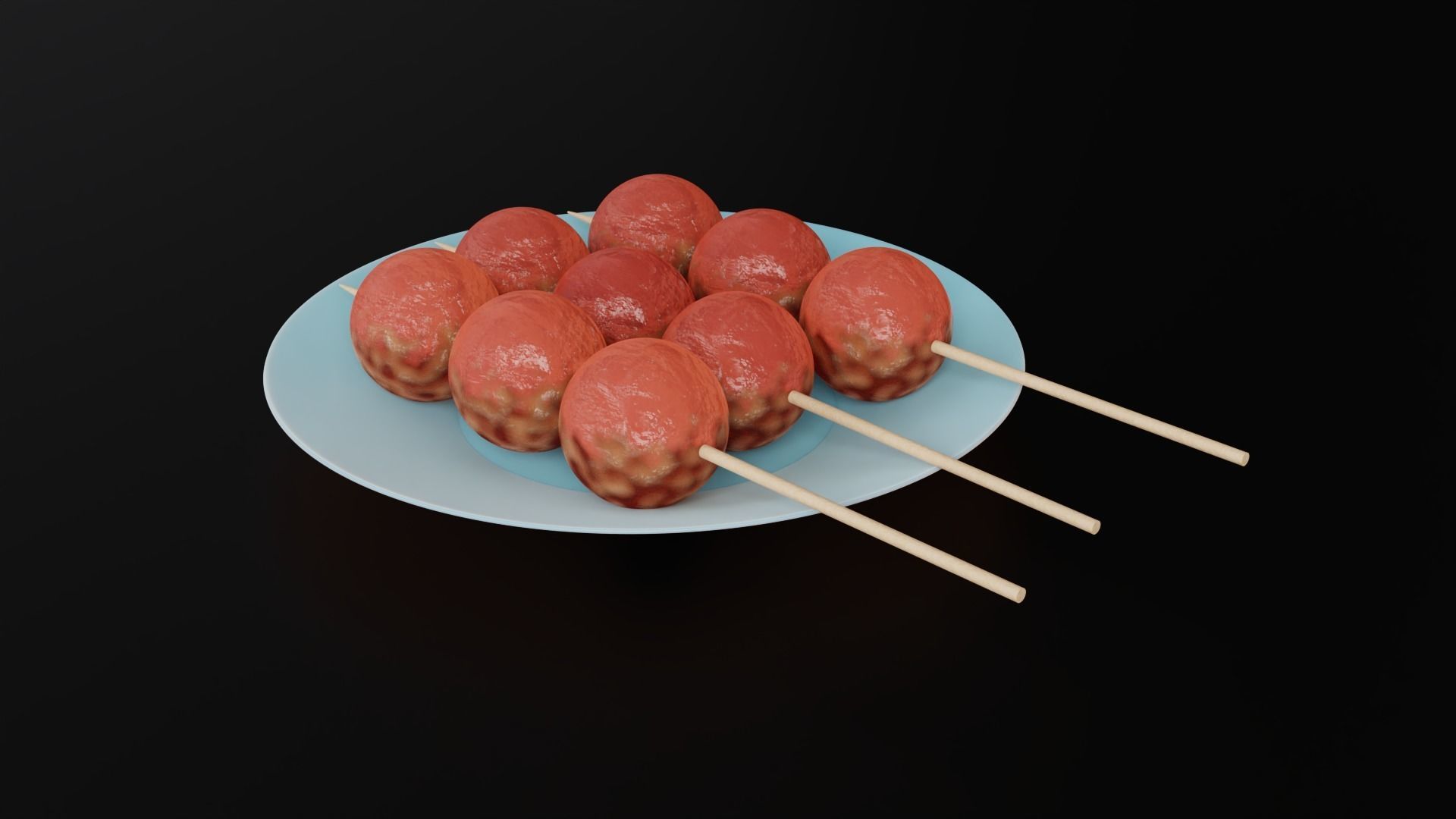 Skewered Grilled Meatball With Sauce 3D model | CGTrader
