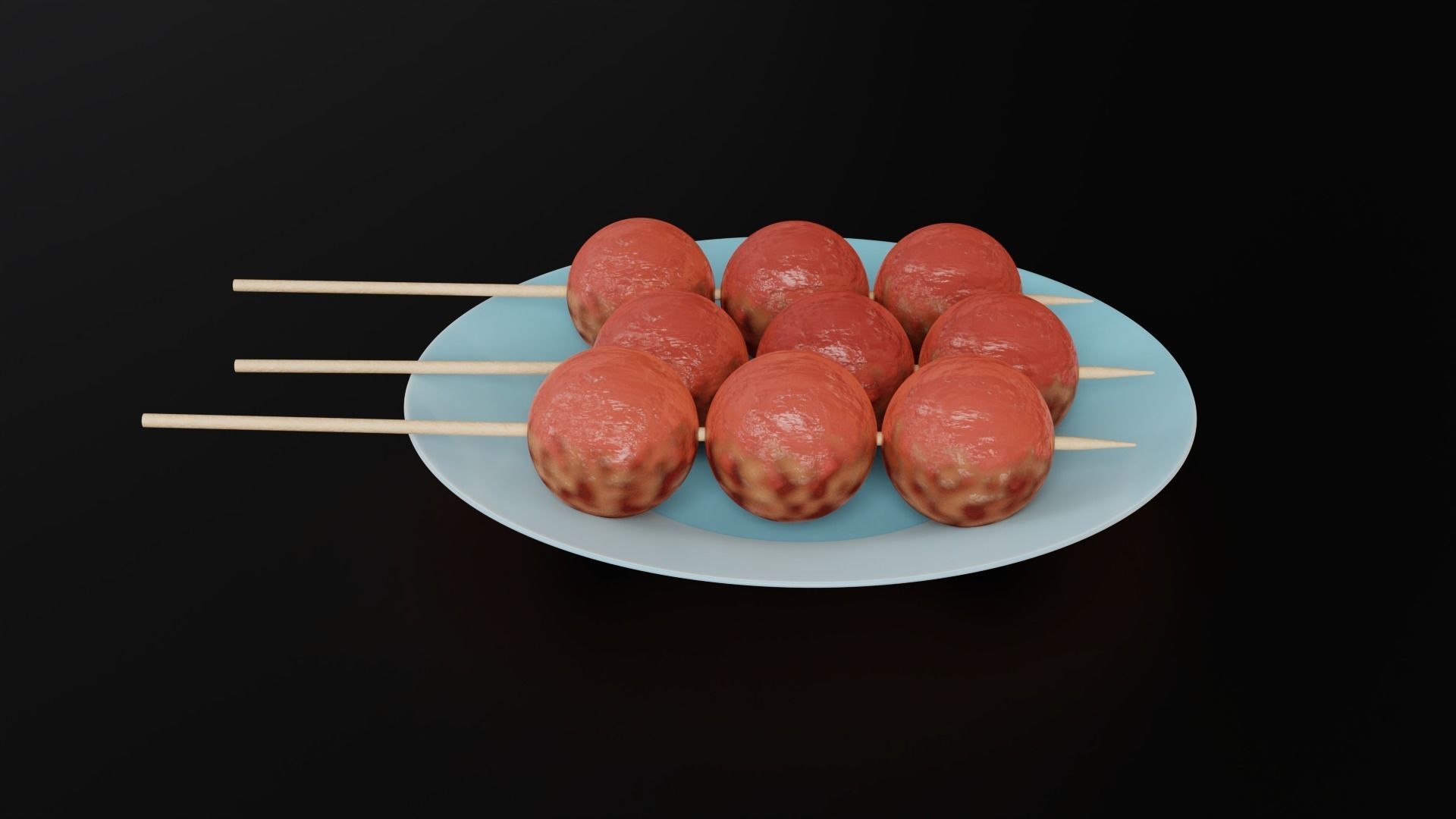Skewered Grilled Meatball With Sauce 3D model | CGTrader