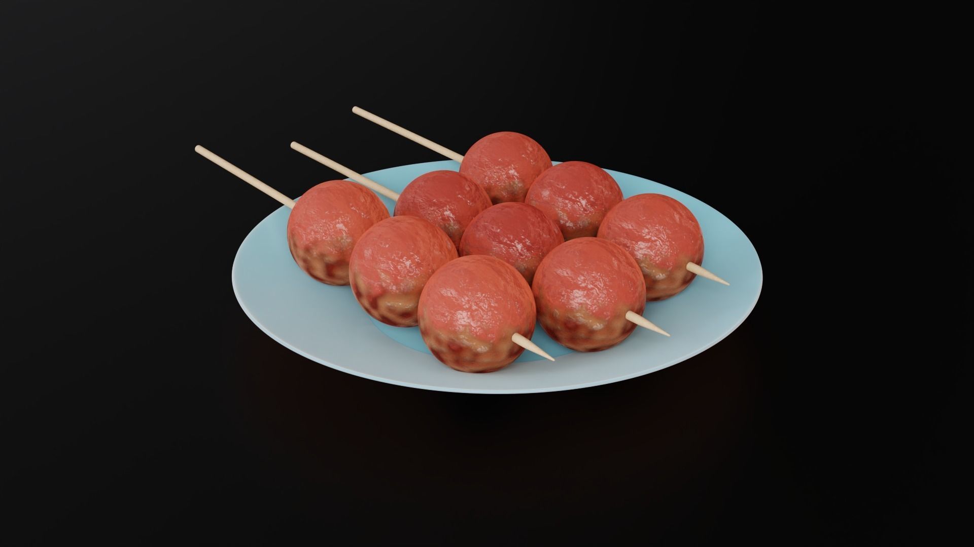 Skewered Grilled Meatball With Sauce 3D model | CGTrader