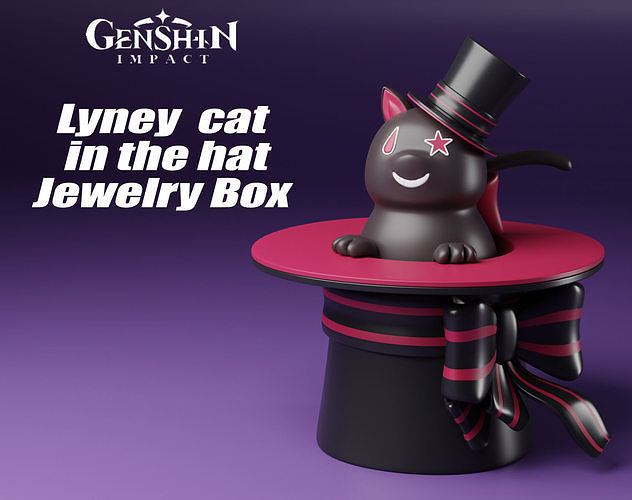LYNEY CAT IN THE HAT JEWELRY BOX GENSHIN IMPACT 3D model 3D printable ...
