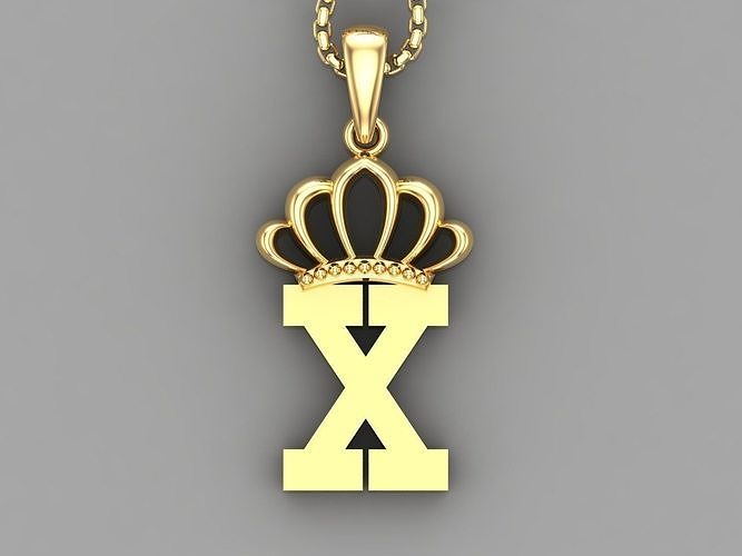 X Crown initail Letter 3D model 3D printable | CGTrader