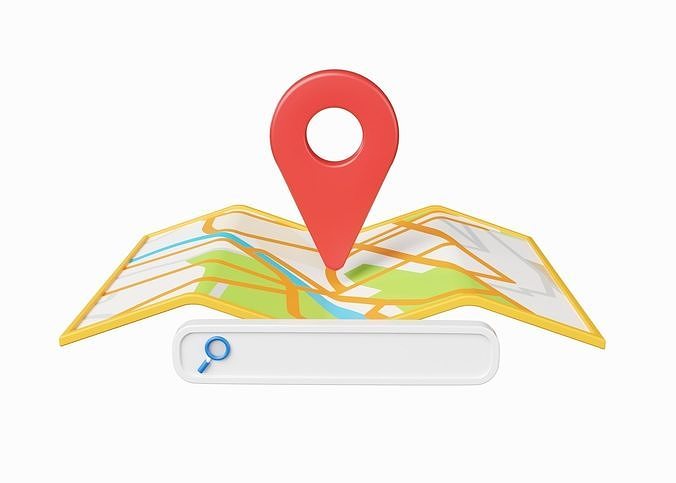 3D model Map Find Location Cartoon 3D Icon Illustration VR / AR / low ...
