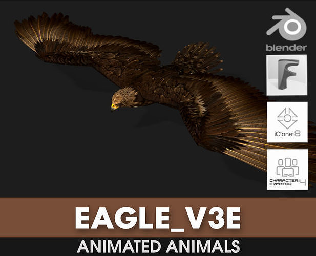 Eagle V3E 3D model animated rigged | CGTrader