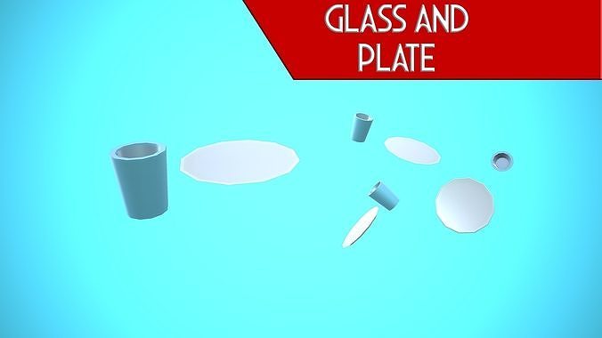 3D model GLASS AND PLATE CARTOON STYLIZED VR / AR / low-poly | CGTrader